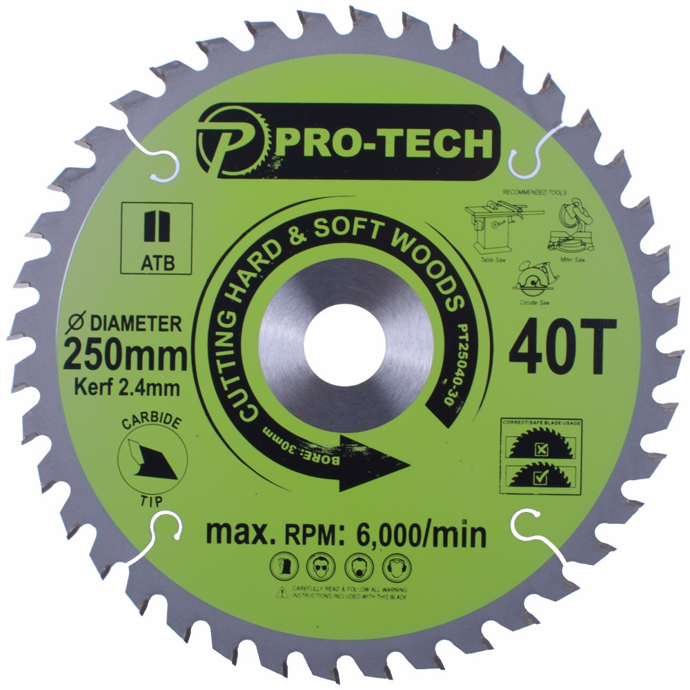 SAW BLADE TCT 250 X 2.4 X 30 X 40T WOOD PROF. – Brick Paradise ...